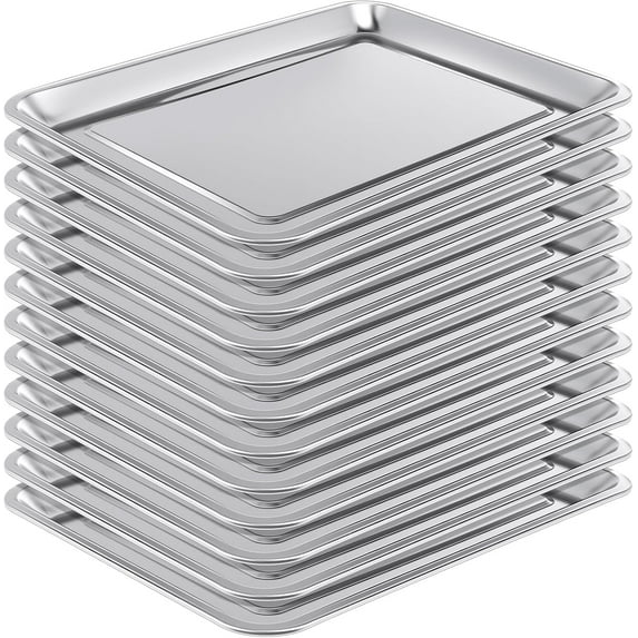 12 Pack Stainless Baking Sheet Cookie Pans 12.2 x 8.3 x 0.8 Inch Metal ...