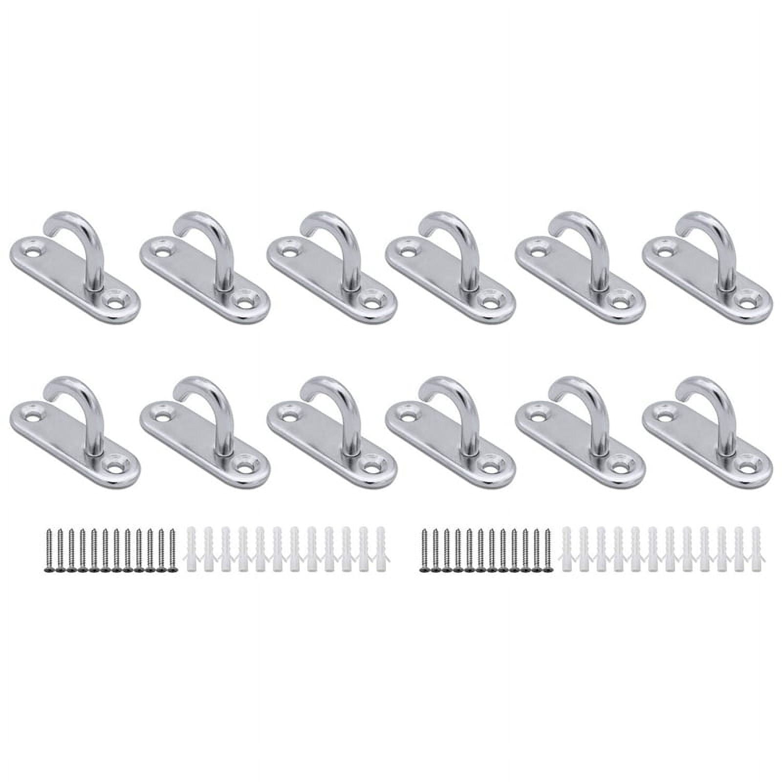 12 Pack Stainless Steel Ceiling Hooks M5 Oval Open Hooks Pad Eye Plate ...