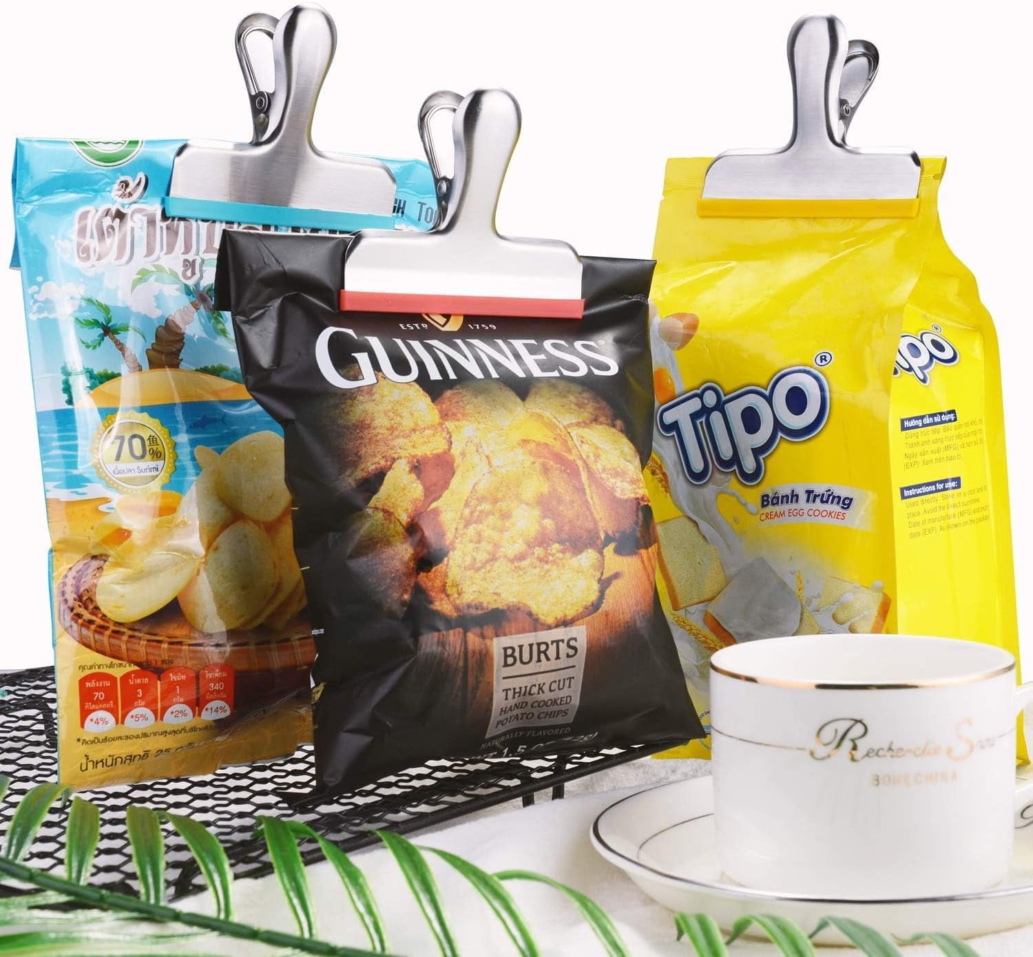 12 Pack Stainless Steel Chip Bag Clips Covered with Silicone - NO More ...