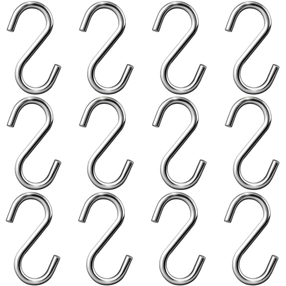 12 Pack Stainless Steel Heavy Duty S Hooks for Hanging, 2 Inch Small ...