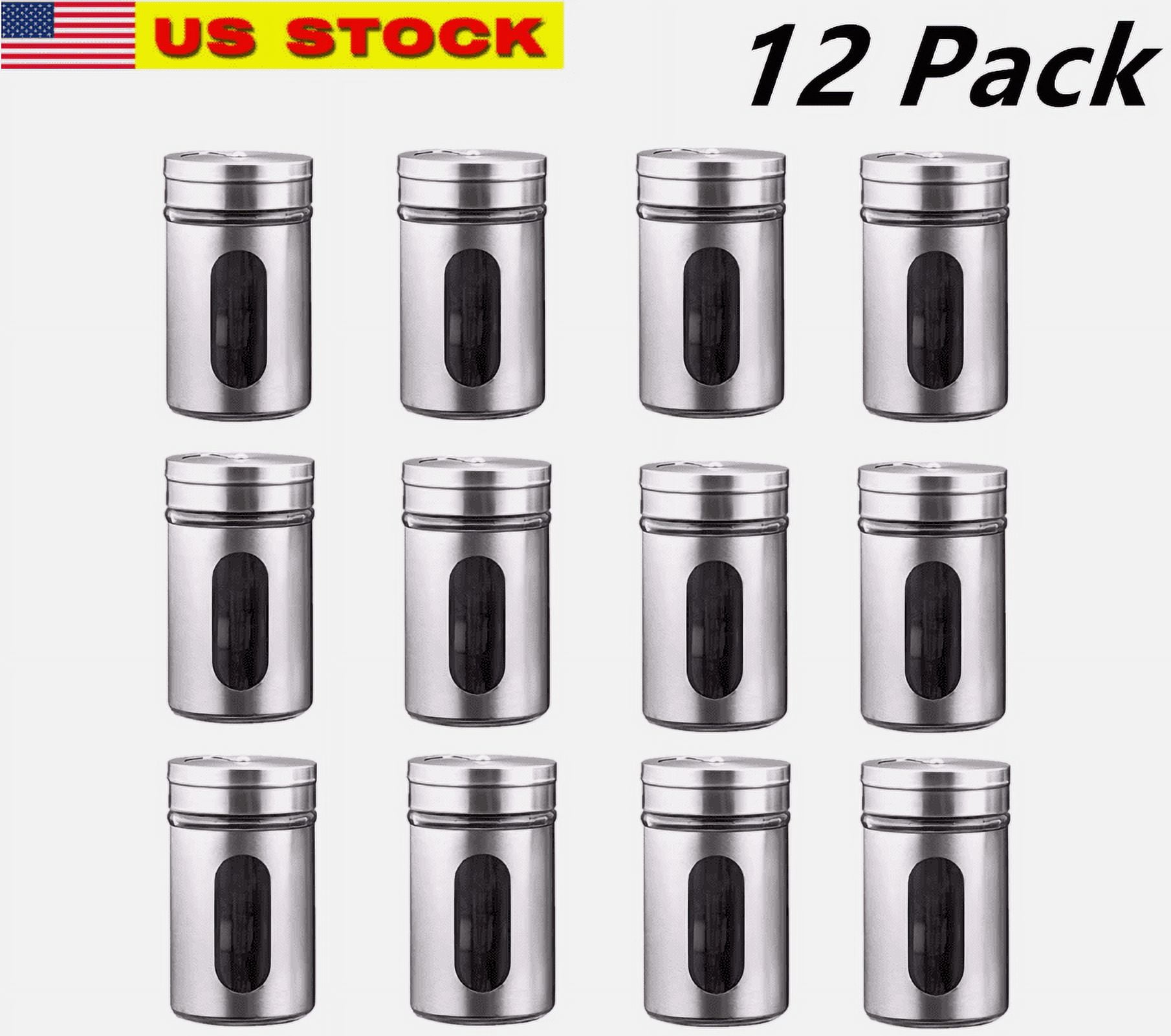 12 Pack Stainless Steel Salt and Pepper Shakers Set – 3oz Spice Jars ...