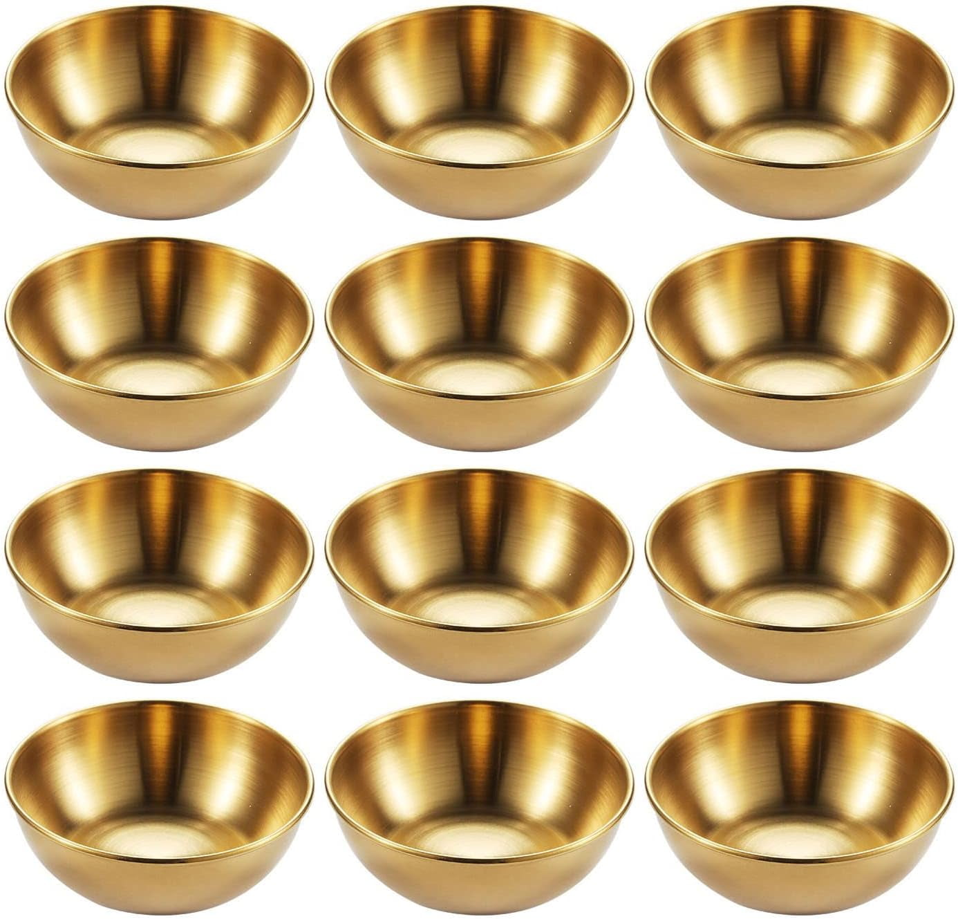 12 Pack Stainless Steel Sauce Dishes, Gold Mini Saucers Bowl Round ...