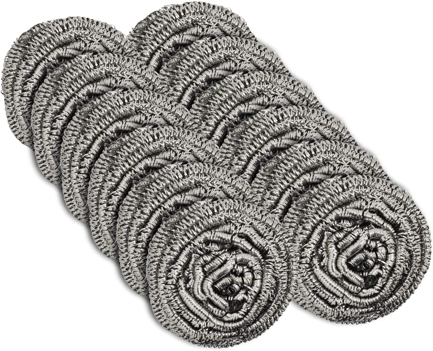 12 Pack Stainless Steel Scourers by Scrub It – Steel Wool Scrubber Pad ...