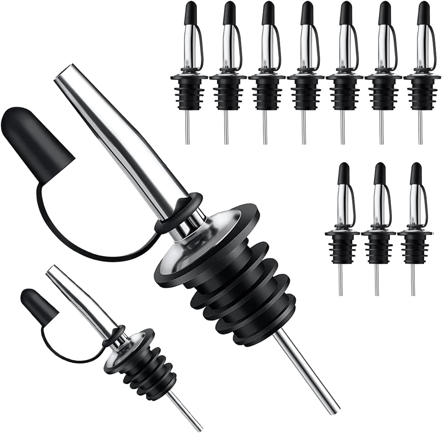 12 Pack Stainless Steel Speed Pourers Spouts with Tapered, Liquor ...