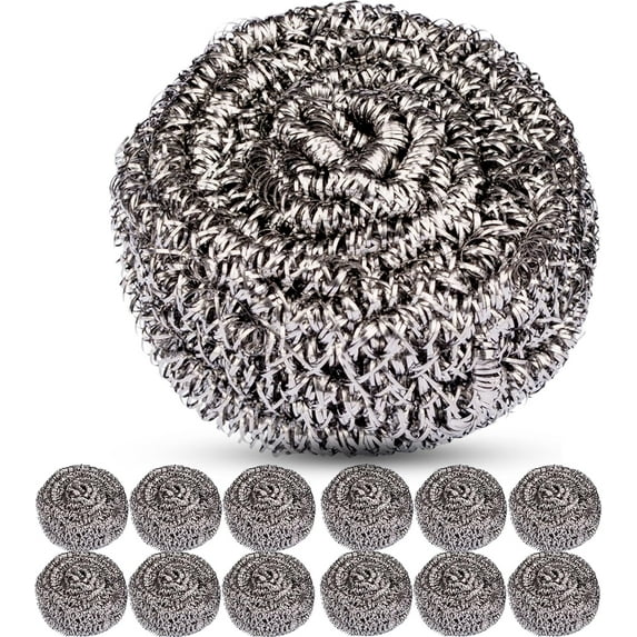 12 Pack Stainless Steel Sponges,Steel Wool Scrubber for Kitchens ...