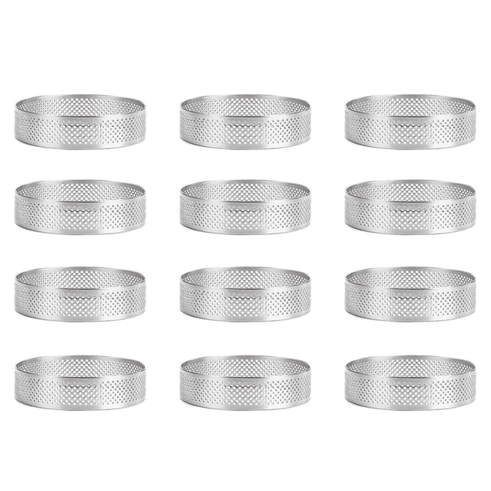 Deeaataa 12 Pack Stainless Steel Tart Rings, Perforated Cake Mousse ...