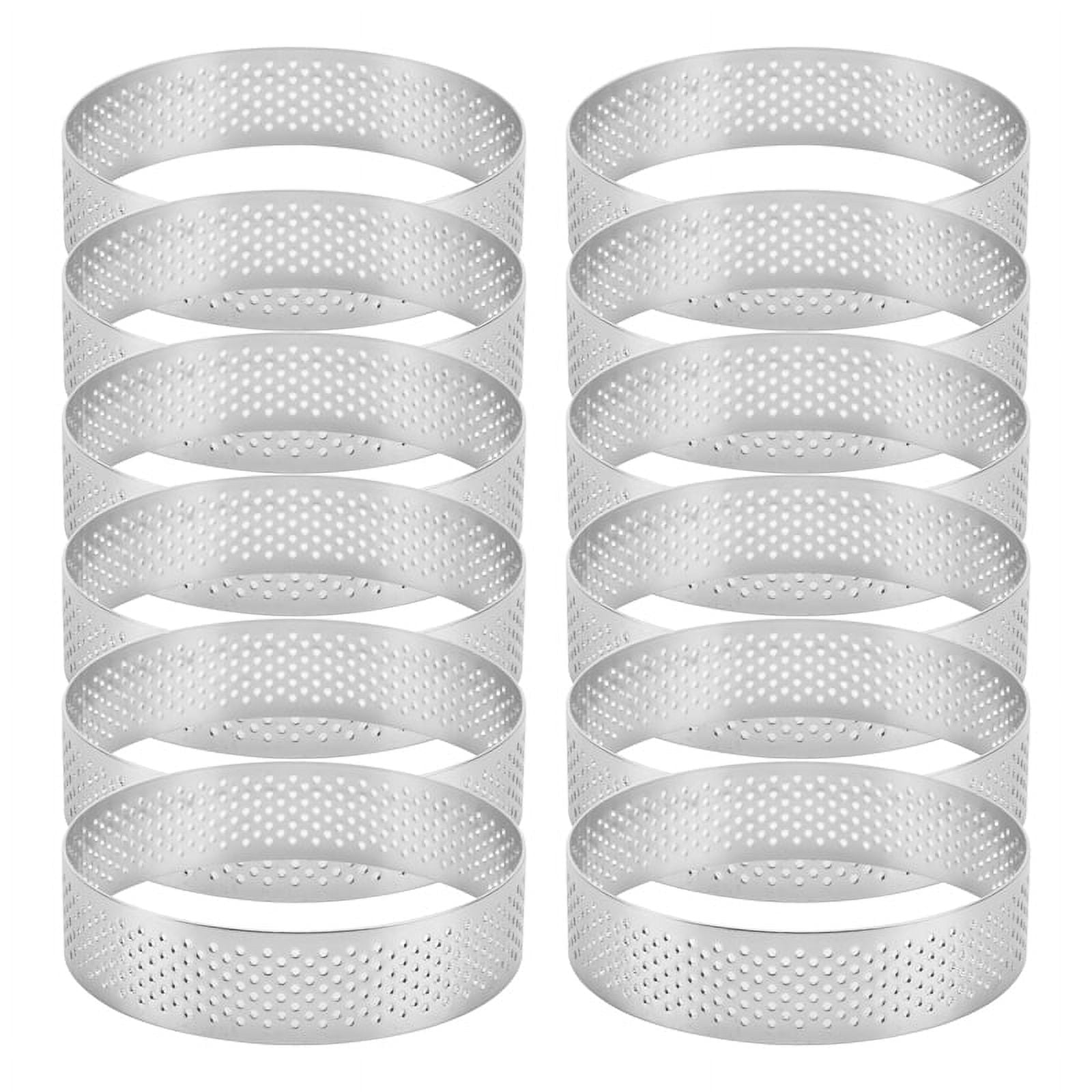 12 Pack Stainless Steel Tart Rings,Perforated Cake Mousse Ring,Cake ...