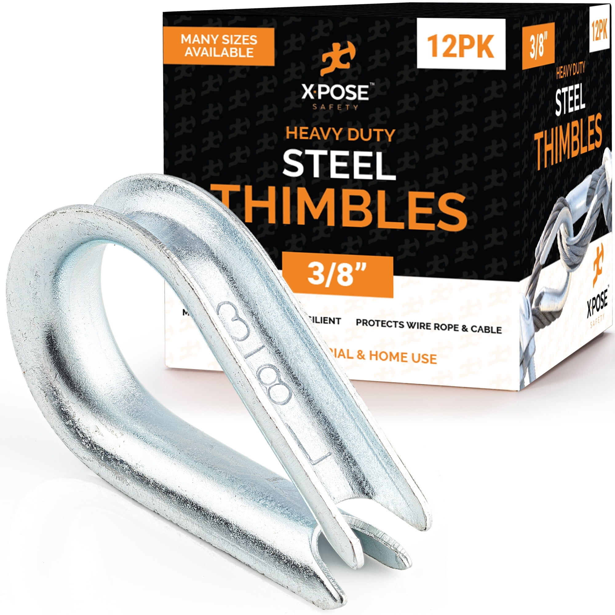 12 Pack Stainless Steel Thimbles for Wire Rope - 3/8 Inch - Marine ...