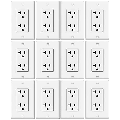12 Pack Standard Decorator Electrical Wall Receptacle Outlet, 20A 125V ...