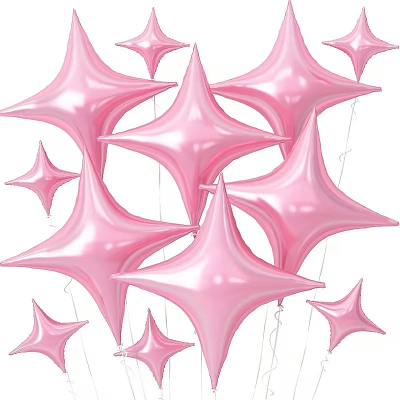 12 Pack Star Balloons in Gold, Black, Silver & Pink - 24-Inch & 10-Inch ...