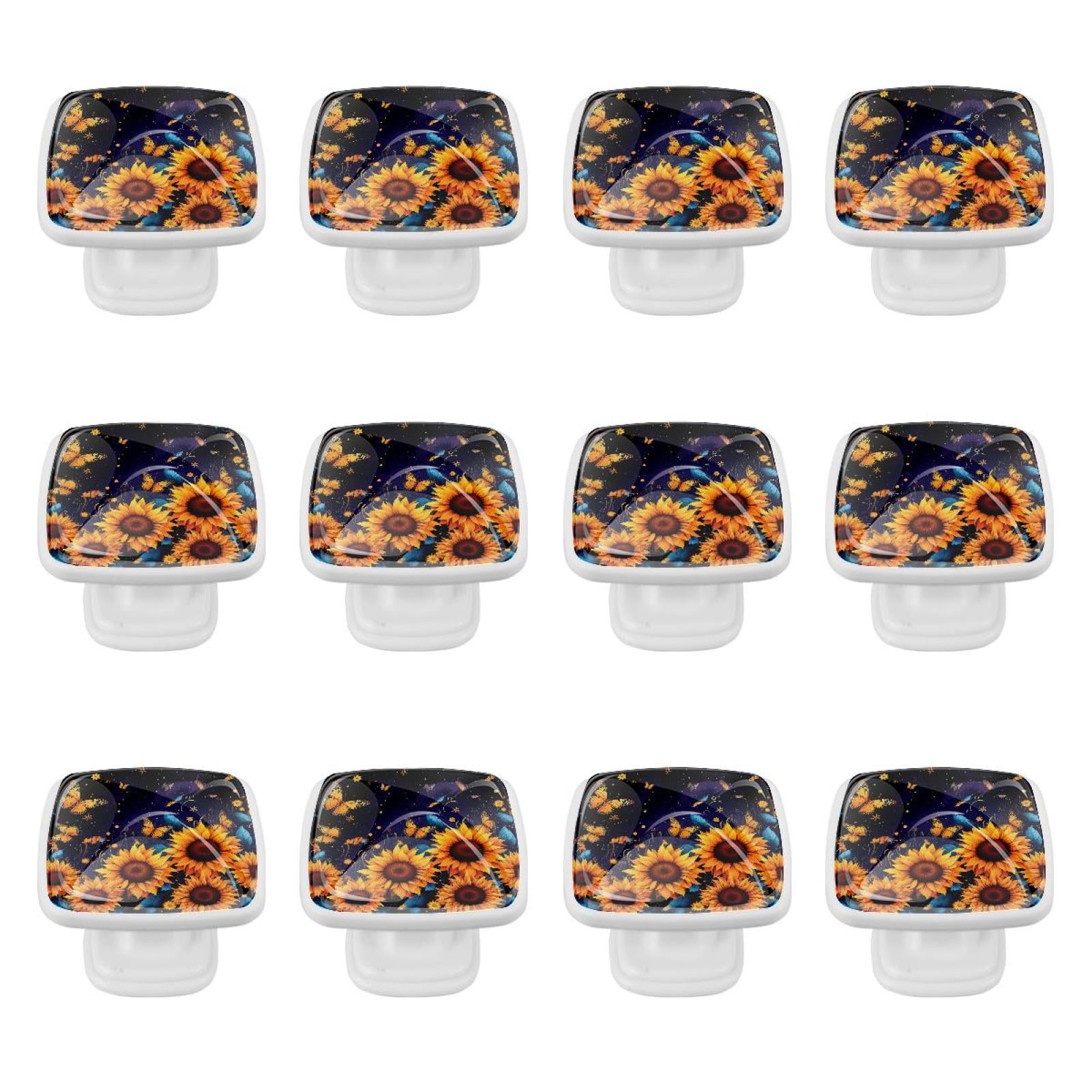 12 Pack Starry Night Sunflower Butterfly Kitchen Cabinet Square Knob ...