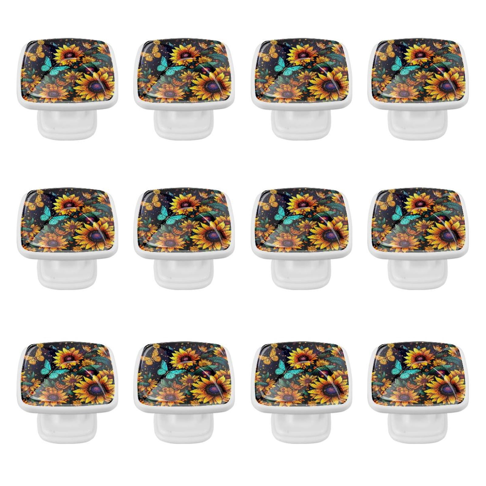 12 Pack Starry Night Sunflower Butterfly Kitchen Cabinet Square Knob ...