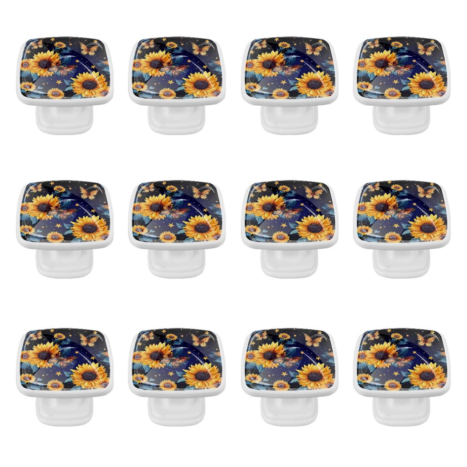 12 Pack Starry Night Sunflower Butterfly Square Cabinet Knobs Kitchen ...