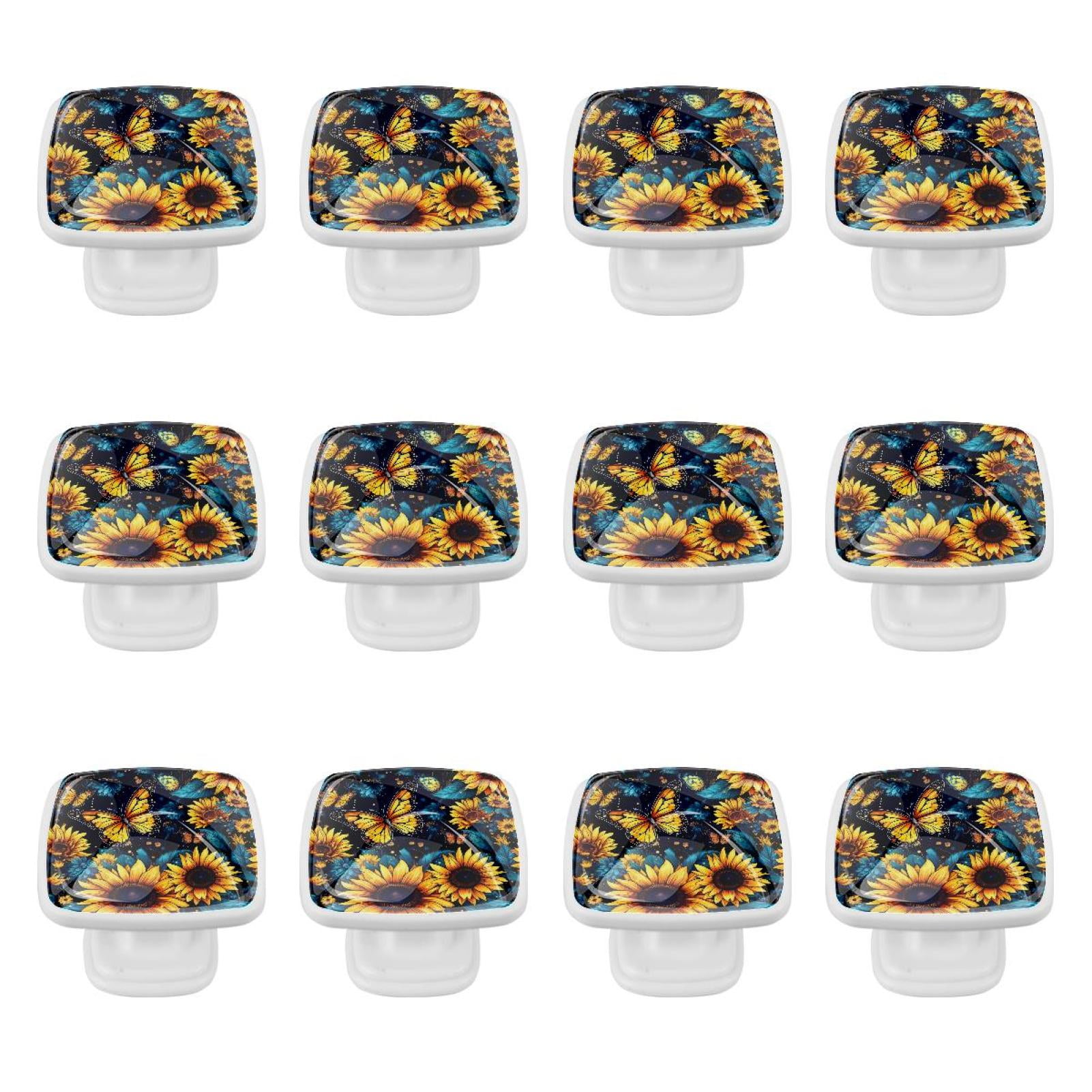 12 Pack Starry Night Sunflower Butterfly Square Cabinet Knobs Kitchen ...