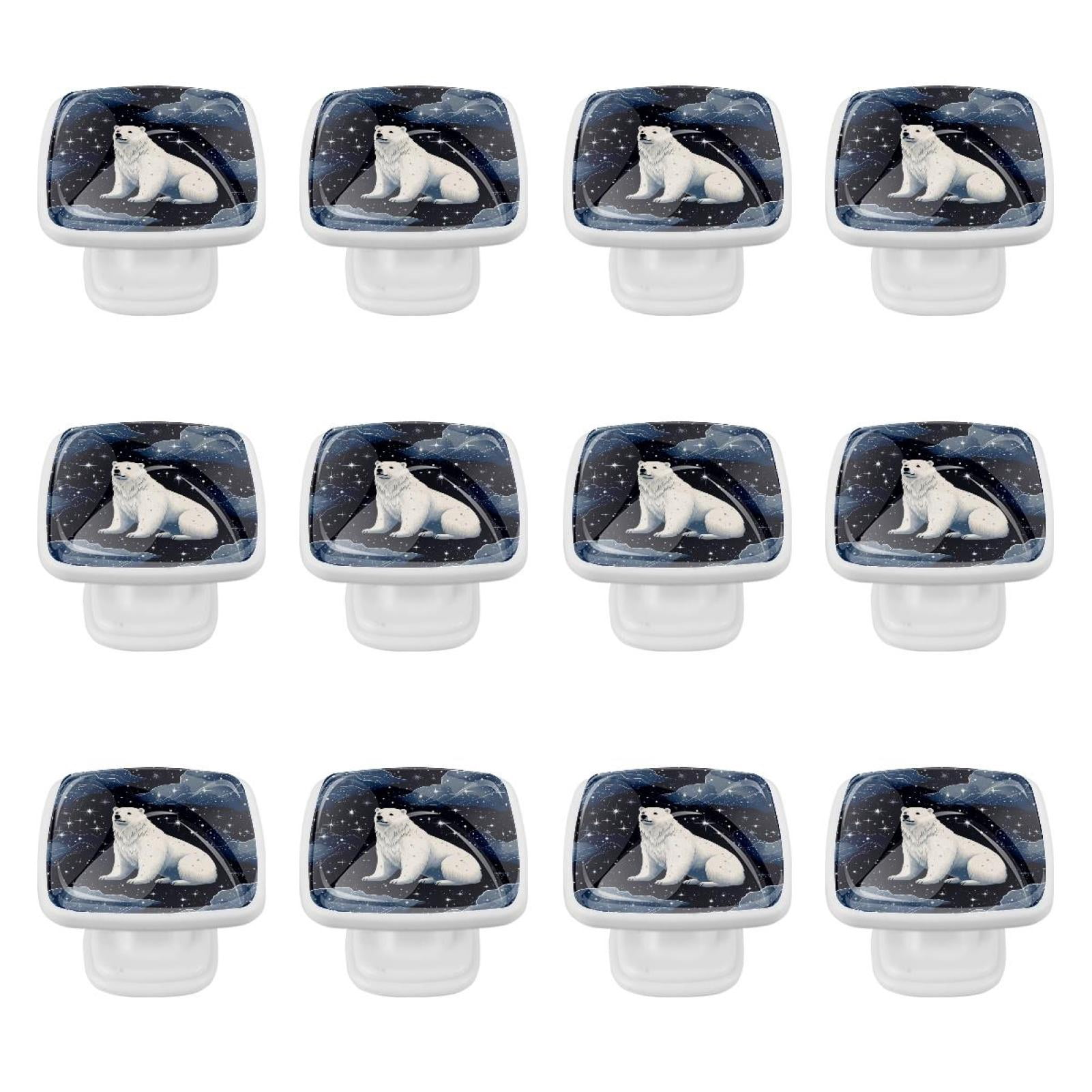 12 Pack Starry Polar Bear Square Cabinet Knobs Kitchen Cabinet Pulls Cupboard Handles Wardrobe ...
