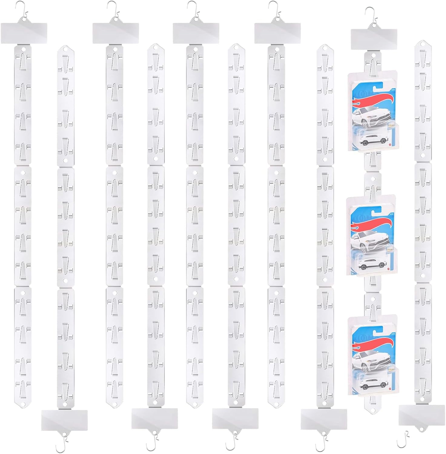 12 Pack Station Hanging Merchandise Strips with S Hooks, 12 Stations ...
