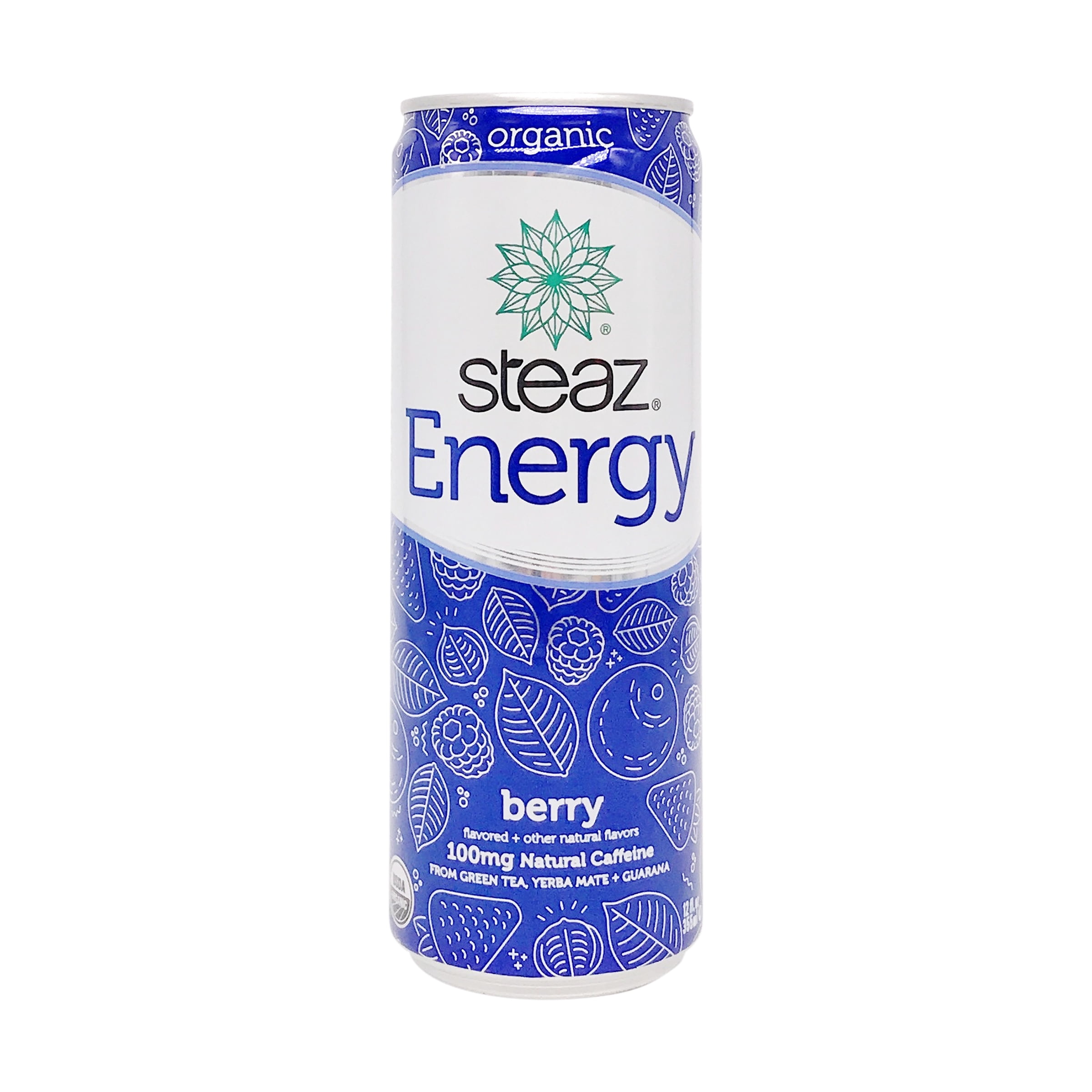 Steaz Berry Energy Drink, 12 fl oz, 12 Pack, Made with Yerba Mate and ...