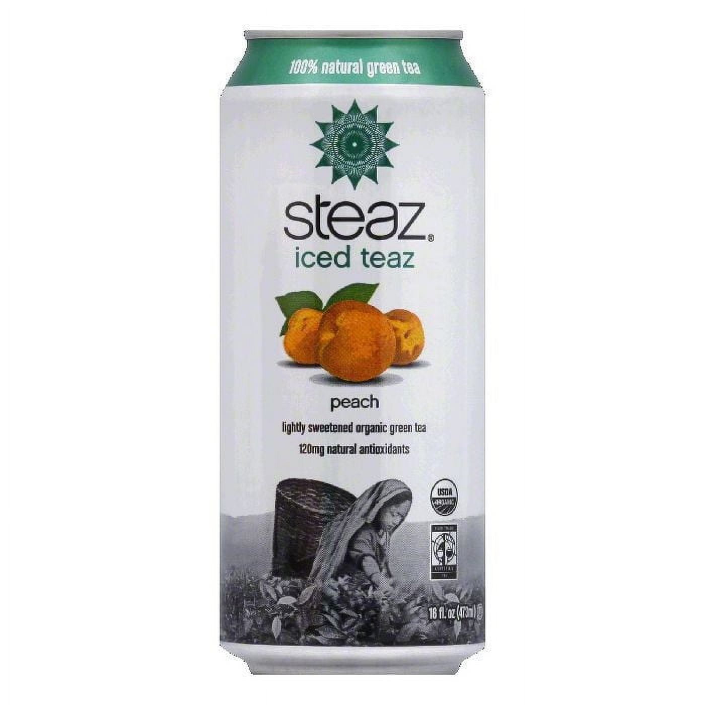 (12 Pack)Steaz Lightly Sweetened Green Tea - Peach, 16 fl oz. - Walmart ...
