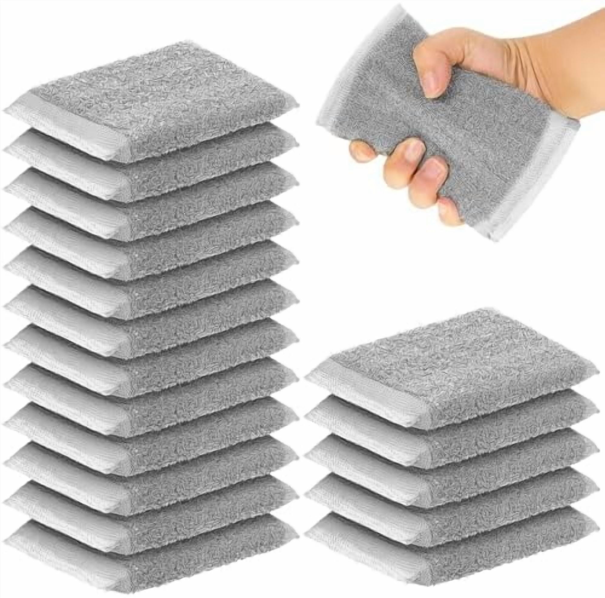 12 Pack Steel Scrub Sponges for Dishes Non Scratch Scouring Sponge ...