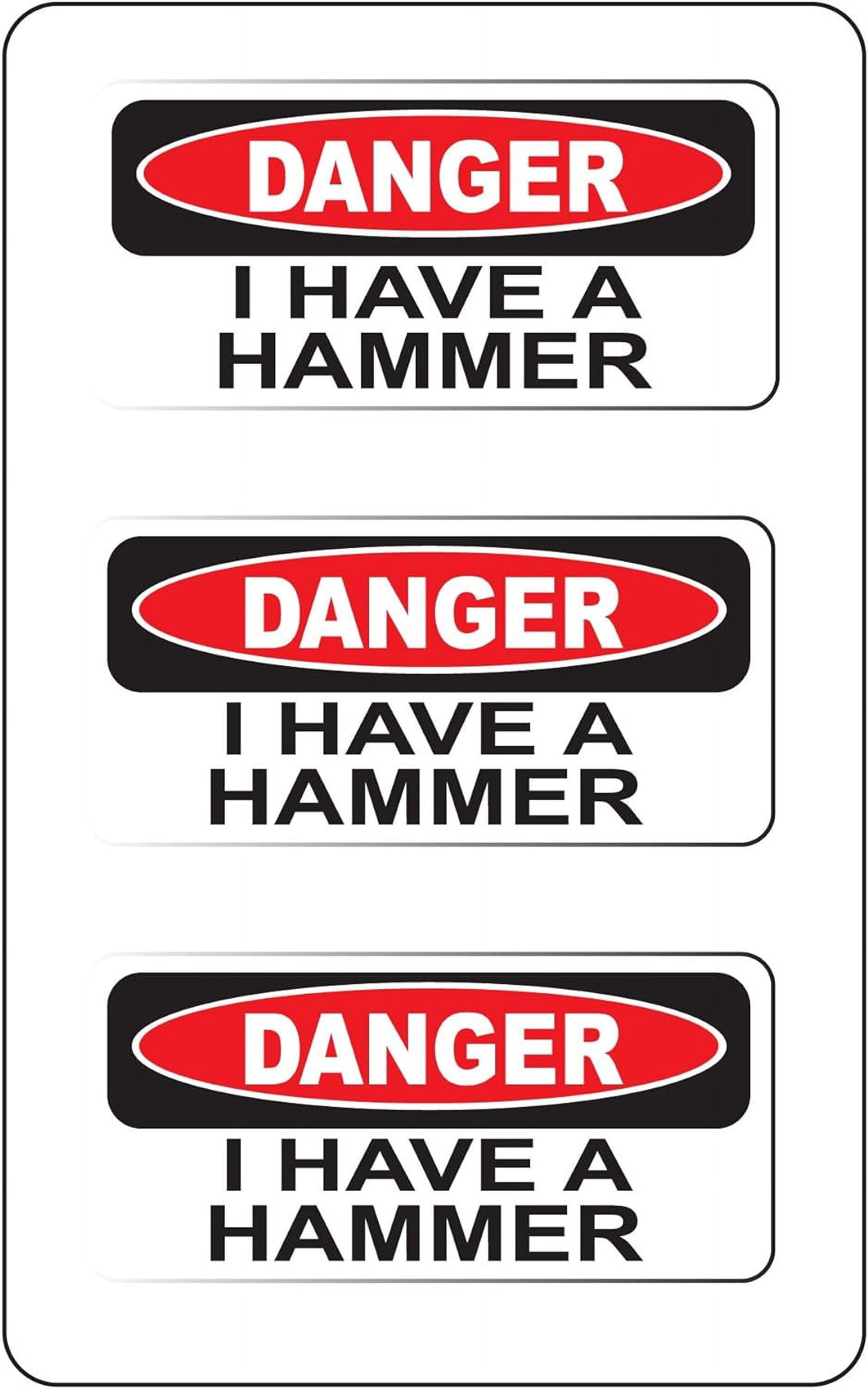 12 Pack - StickerDad® Danger I Have A Hammer - Full Color Printed ...