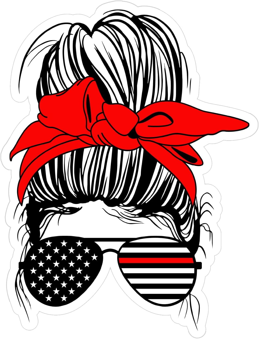 12 Pack - StickerDad® Messy Bun Thin Red Line by StickerDad® Full Color ...