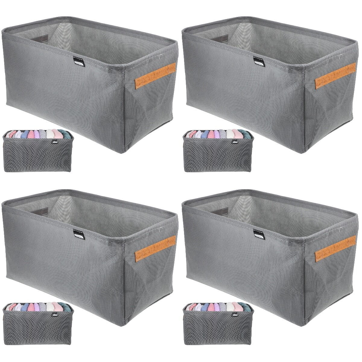 12 Pack Storage Bins, Storage Containers for Organizing Clothing, Jeans ...