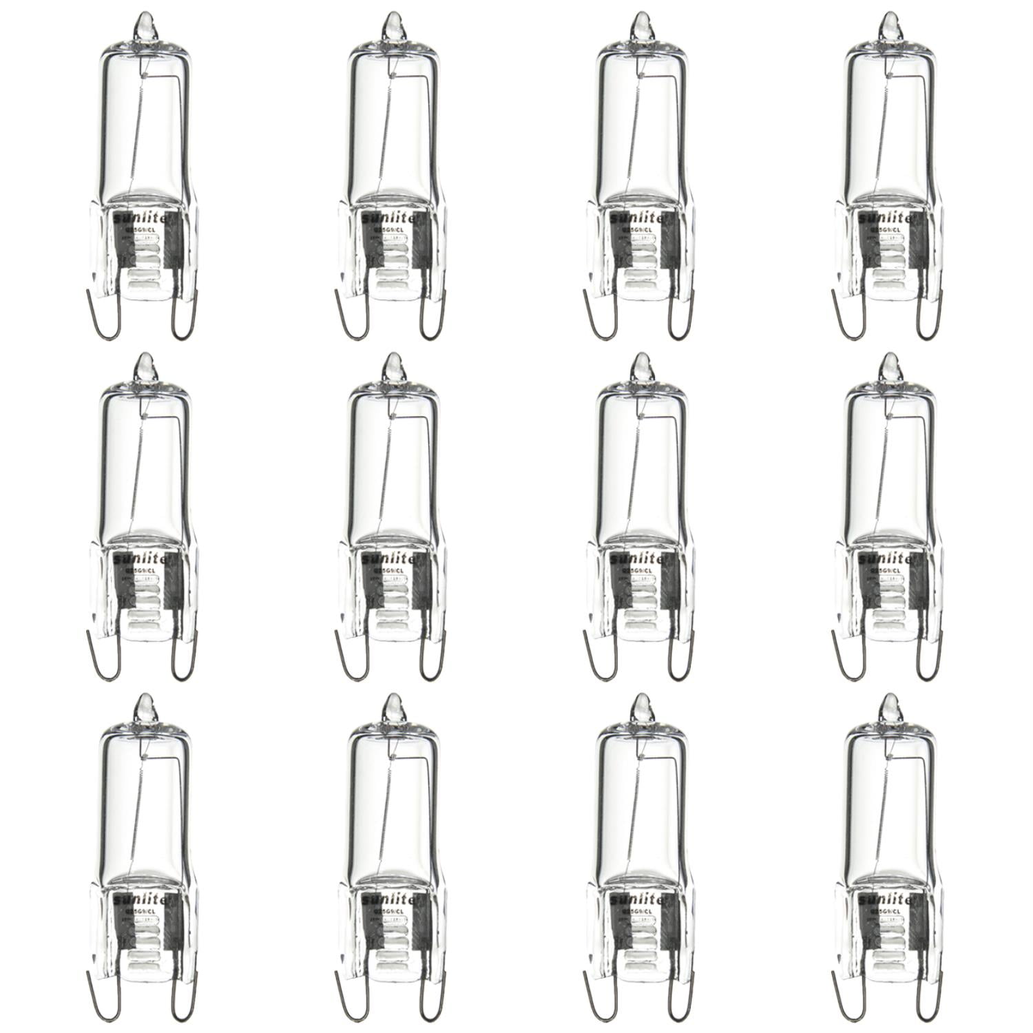 12 Pack Sunlite Halogen 25 Watt Single Ended T3.5 Bi-Pin Base Clear ...