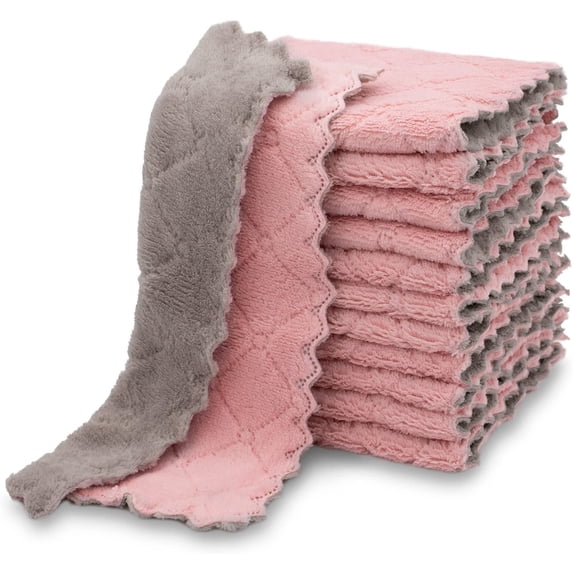 12 Pack Super Absorbent Microfiber Dish Cloths for Kitchen, Fast Drying ...