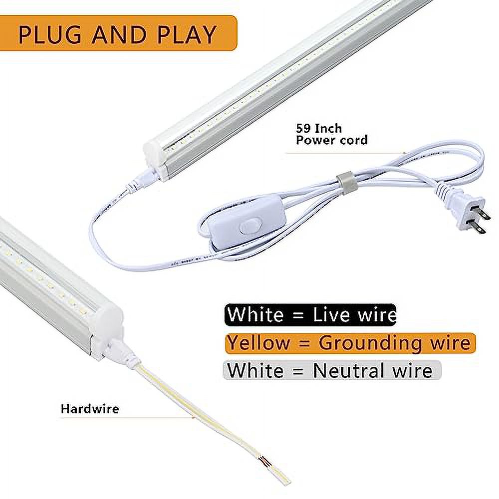 12 Pack T5 Integrated Single Fixture, 4FT 20W Linkable LED Shop Light ...