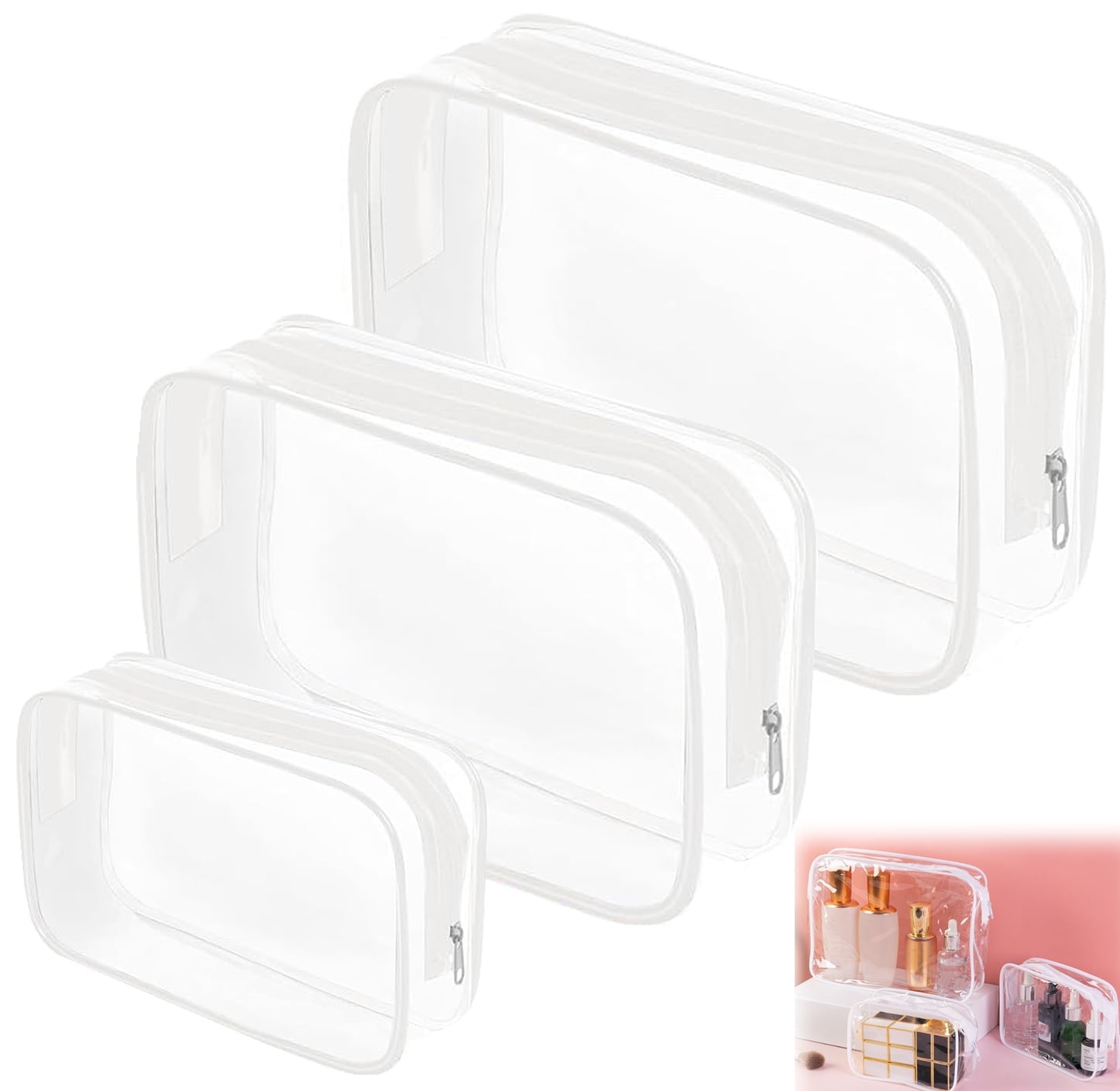12 Pack TSA Approved Toiletry Bag - PandaTop Clear Makeup Bag ...