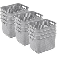 Curver Jute Basket Large, Resin Plastic Storage Bin, Warm Grey, 4 Pack ...