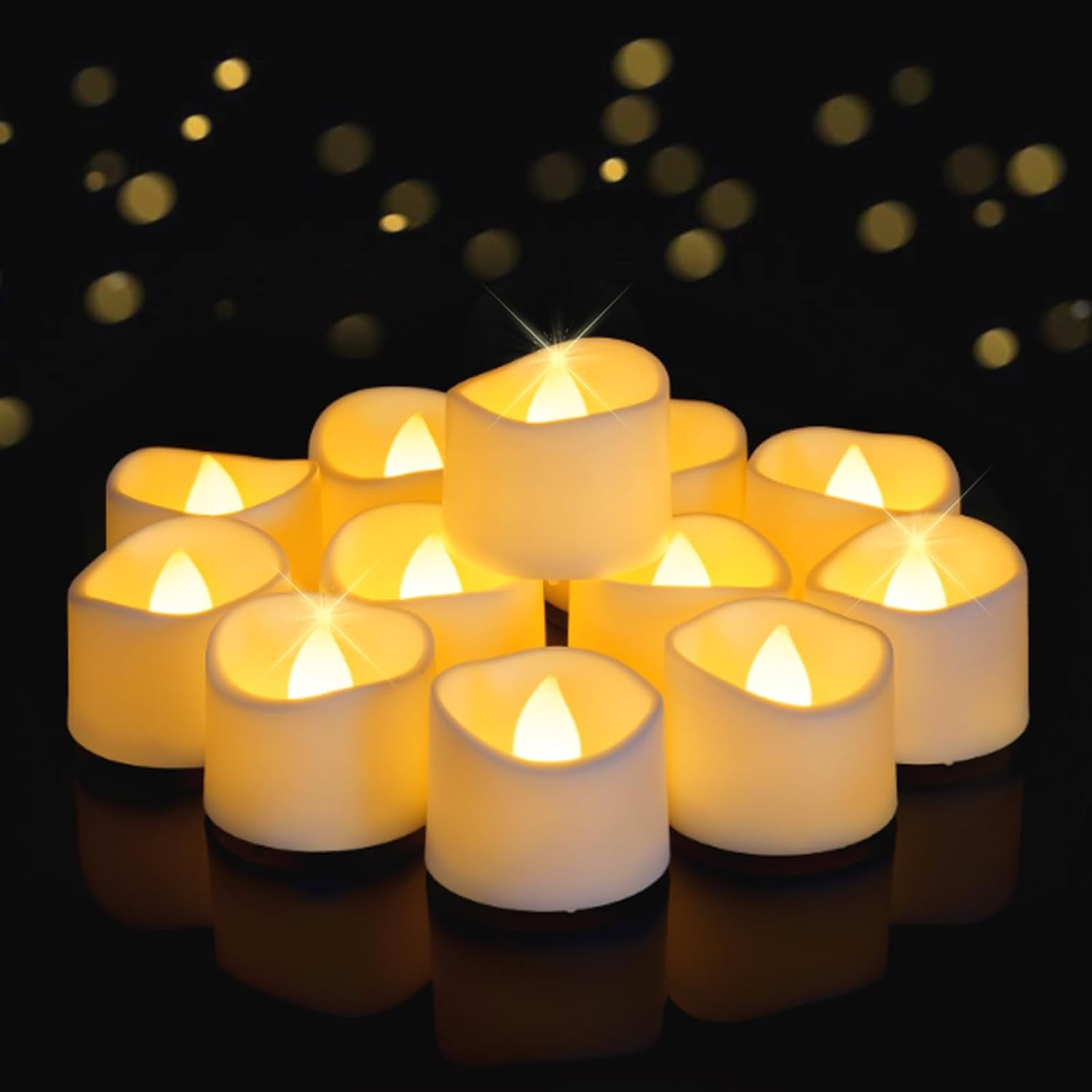 12 Pack Tea Lights with Timer, 6H Timer Built-in, Flameless Battery ...