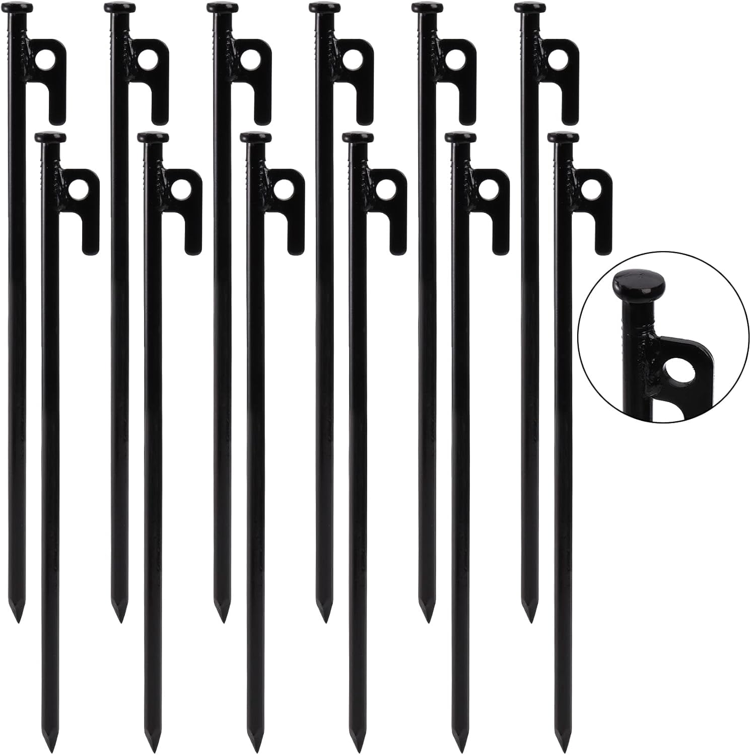 12 Pack Tent Stakes, 12 Inch Heavy Duty Forged Steel Tent Pegs, Non ...