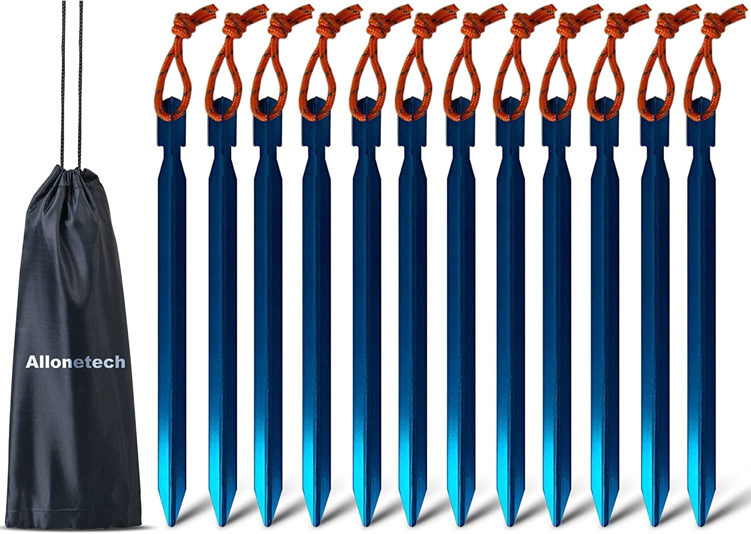 12 Pack Tent Stakes, 7075 Ground Metal Camping Aluminum Tent Pegs ...