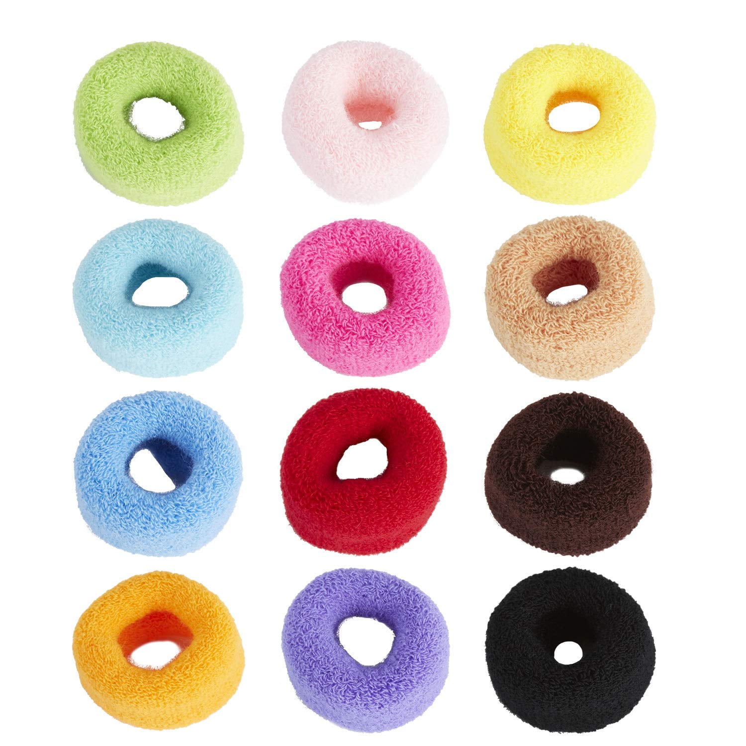 12 Pack Terry Cloth Cotton Elastic Stretchy Fuzzy Wide Thick Hair Ties ...
