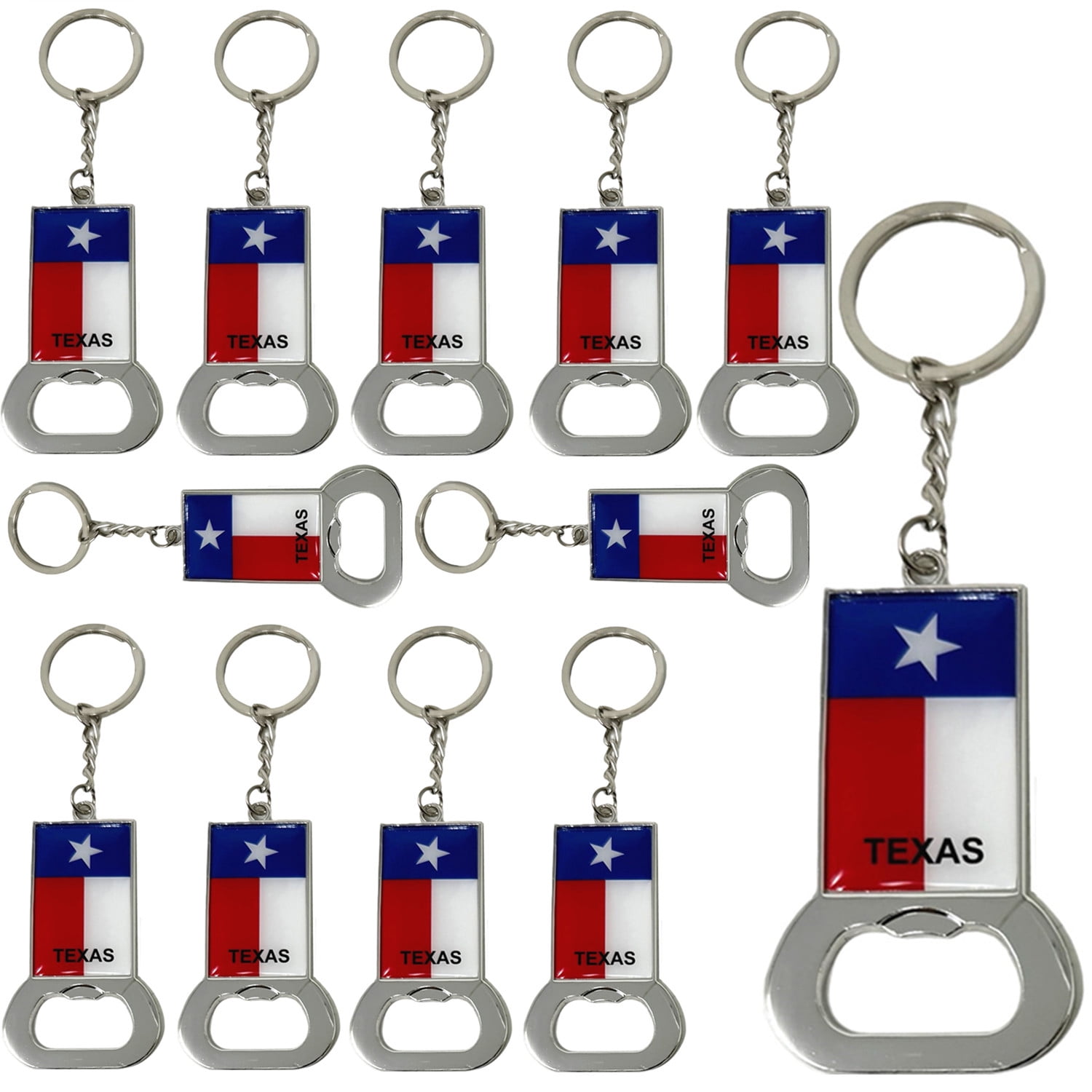 12 Pack Texas Keychain, Texas State Flag Design with Bottle Opener ...