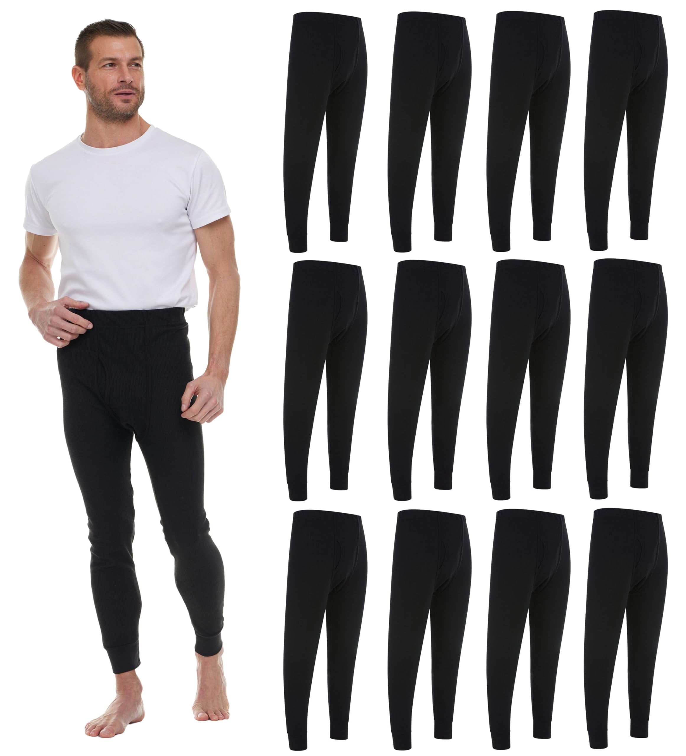 12 Pack Thermal Pants for Men, Long Johns Mens Underwear Bulk Wholesale ...