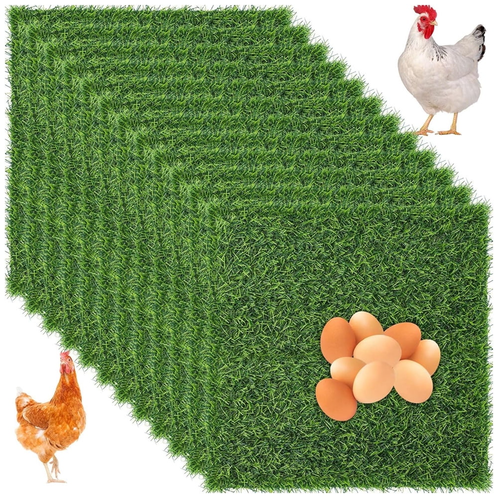 12 Pack Thick Artificial Grass Turf Mats,Square Chicken Nesting Box ...