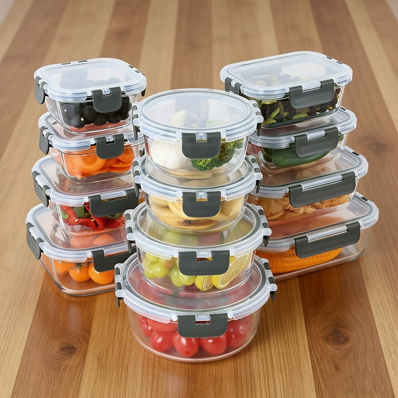 12-Pack Thickened Glass Food Storage Containers with Lids - Airtight ...