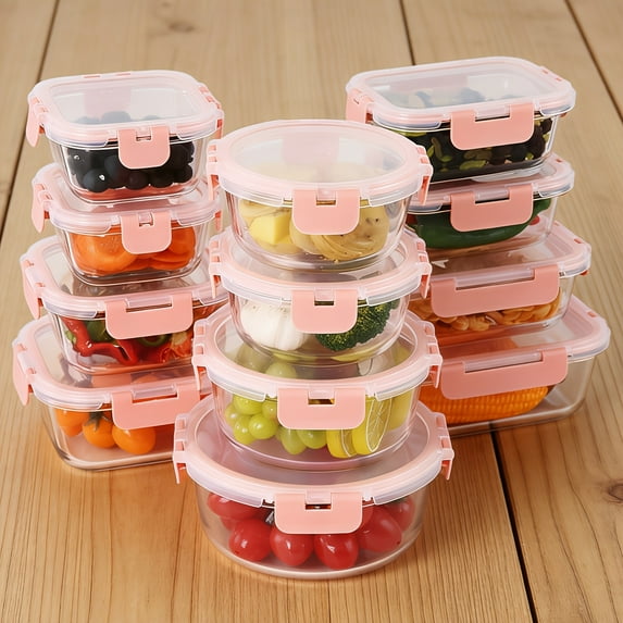 12-Pack Thickened Glass Food Storage Containers with Lids - Airtight ...