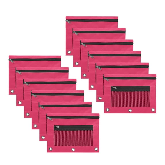 12-Pack Three-Hole Zipper Pencil Case Large Capacity Binder Pouch ...