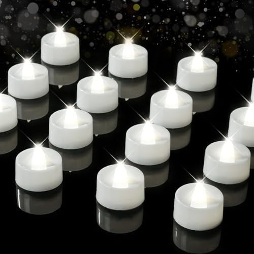 12-Pack Timer Tea Lights Candles Battery Operated, LED Tea Light with ...
