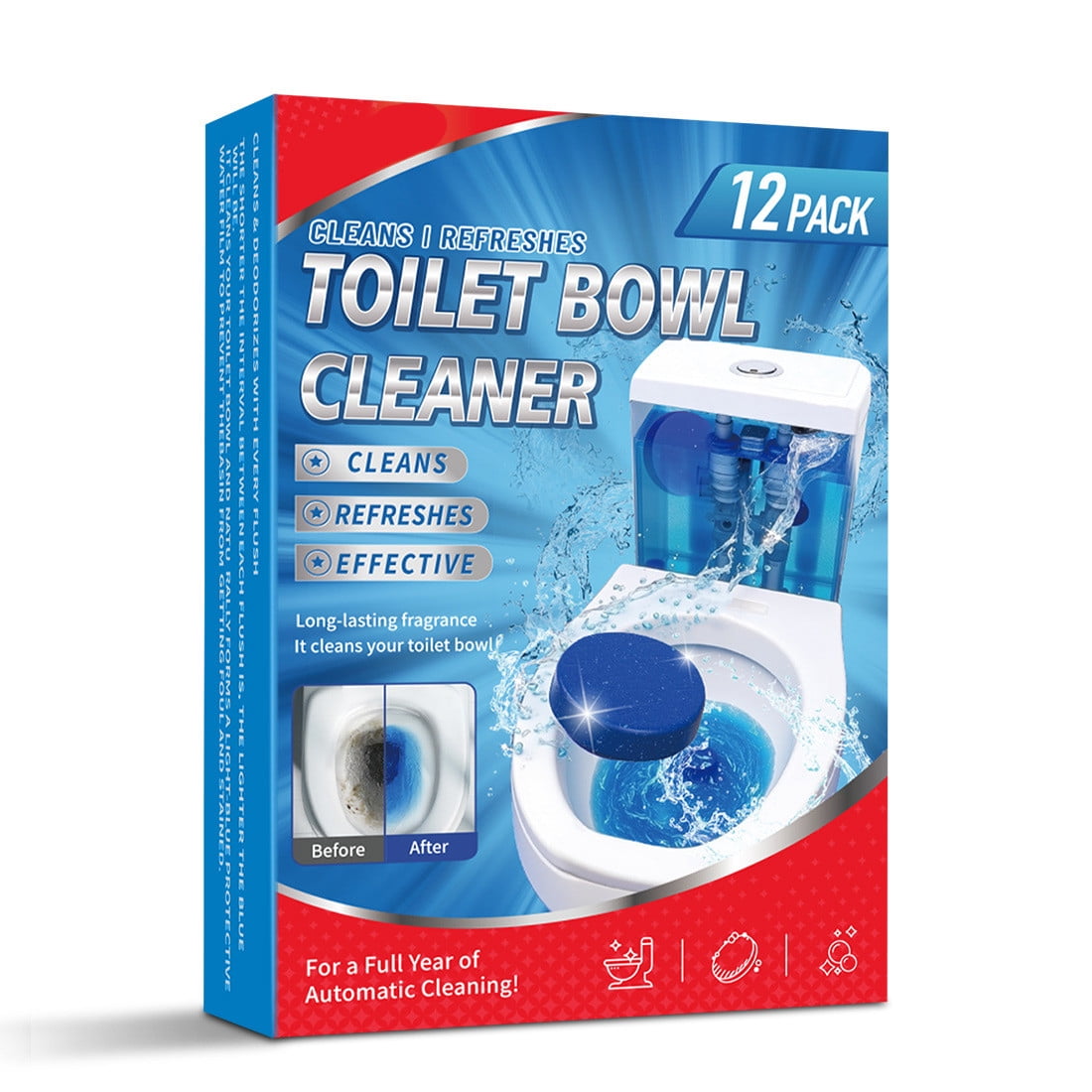 12-Pack Toilet Cleaning Blocks - Powerful Urine and Stain Remover ...