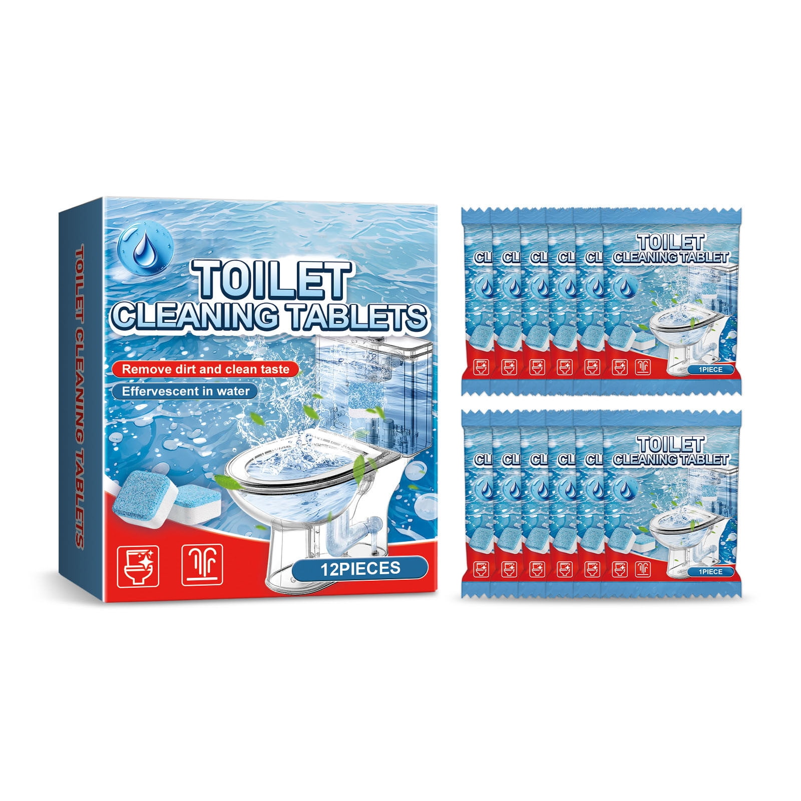12-Pack Toilet Effervescent Cleaning Packs, Powerful Foam Cleaner for ...