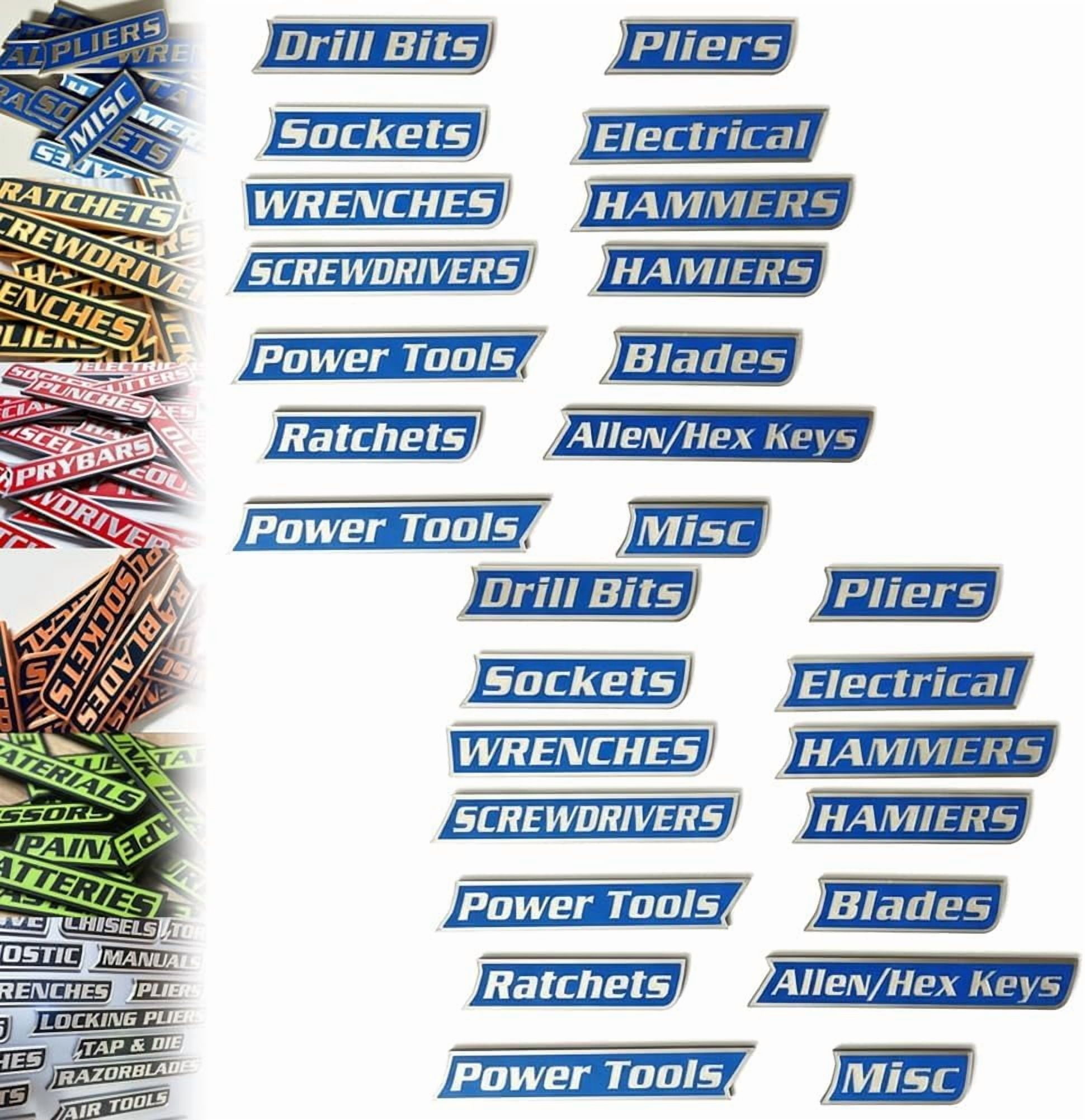 12 Pack of Toolbox Labels, 12/24/36 PCS Durable Metal Toolbox Drawer ...