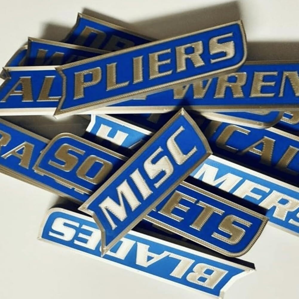 12 Pack of Toolbox Labels, 3D Printed Personalized Tool Box Label ...