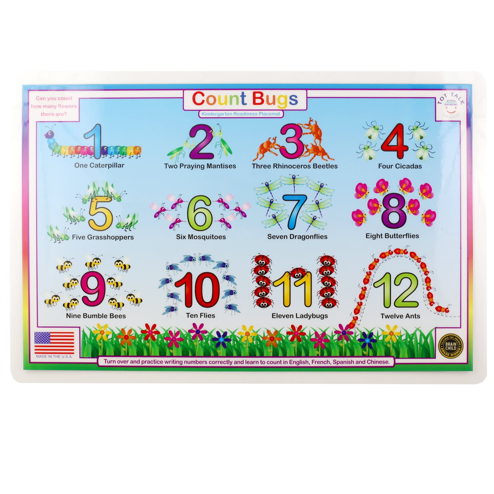 12 Pack: Tot Talk Count Bugs Placemat - Walmart.com