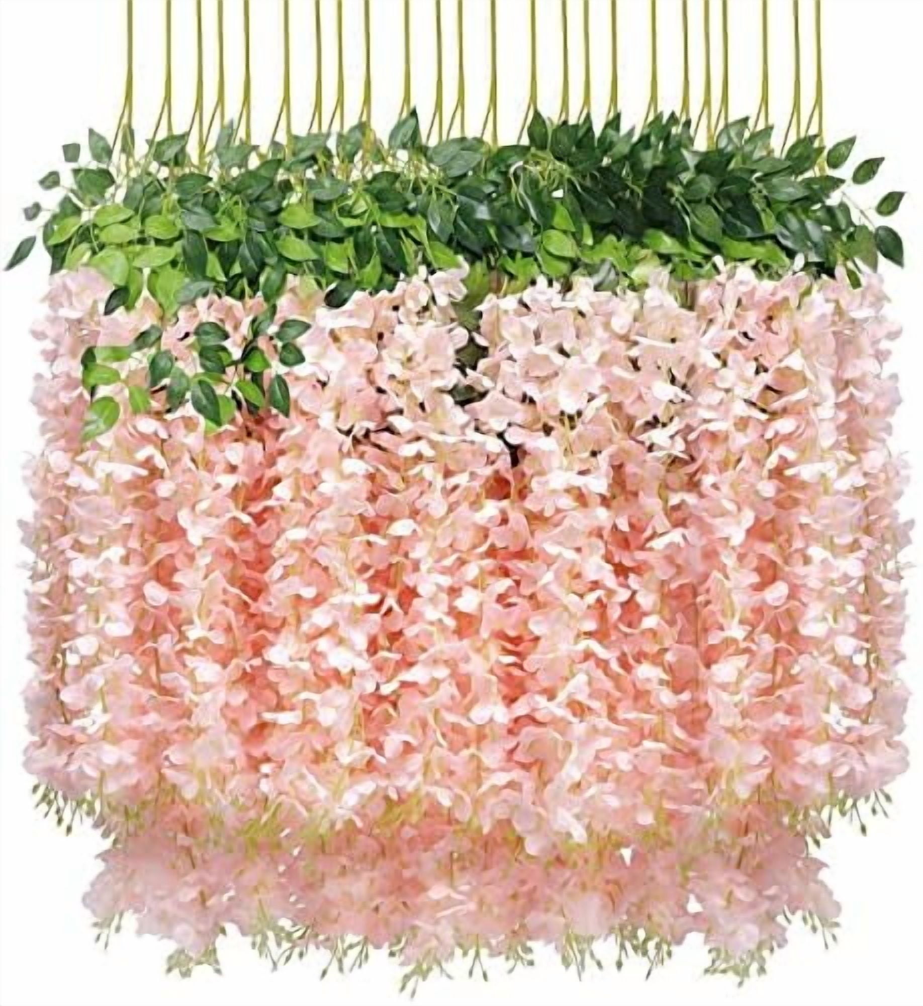 12 Pack (Total 43.2 Feet) Artificial Fake Wisteria Vine Rattan Hanging ...