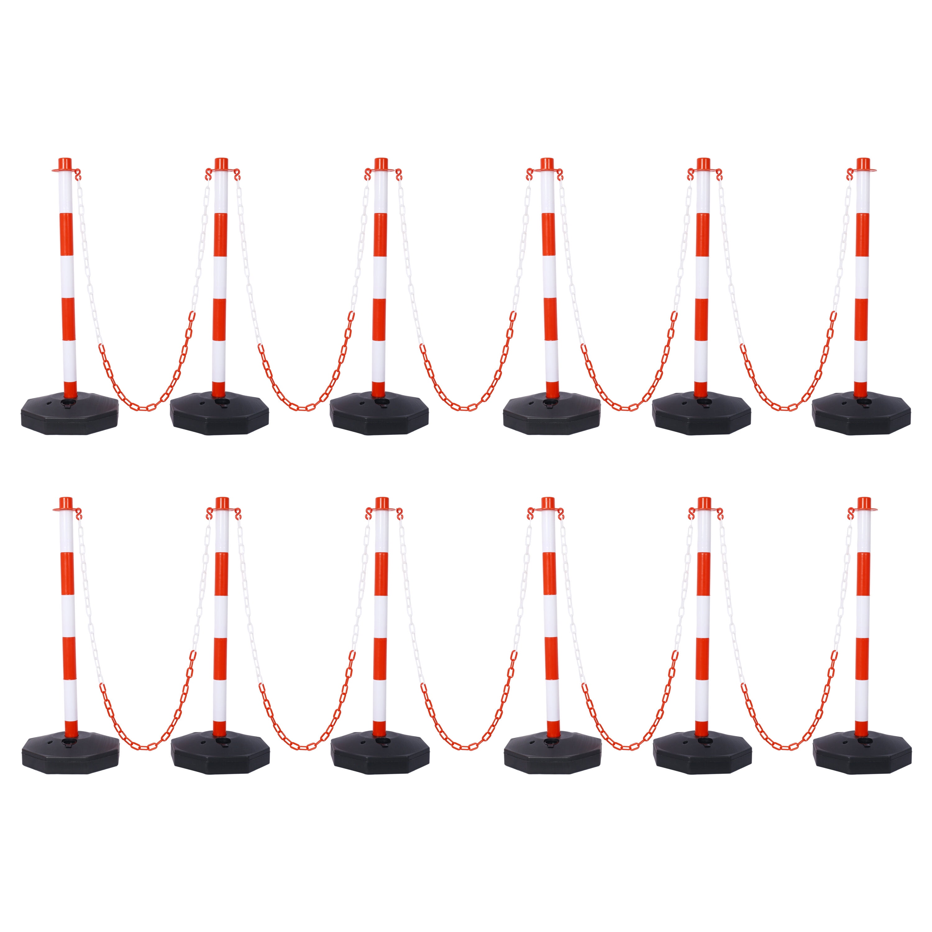 , 12 Pack Traffic Delineator Post Cones with Fillable Base, Adjustable ...