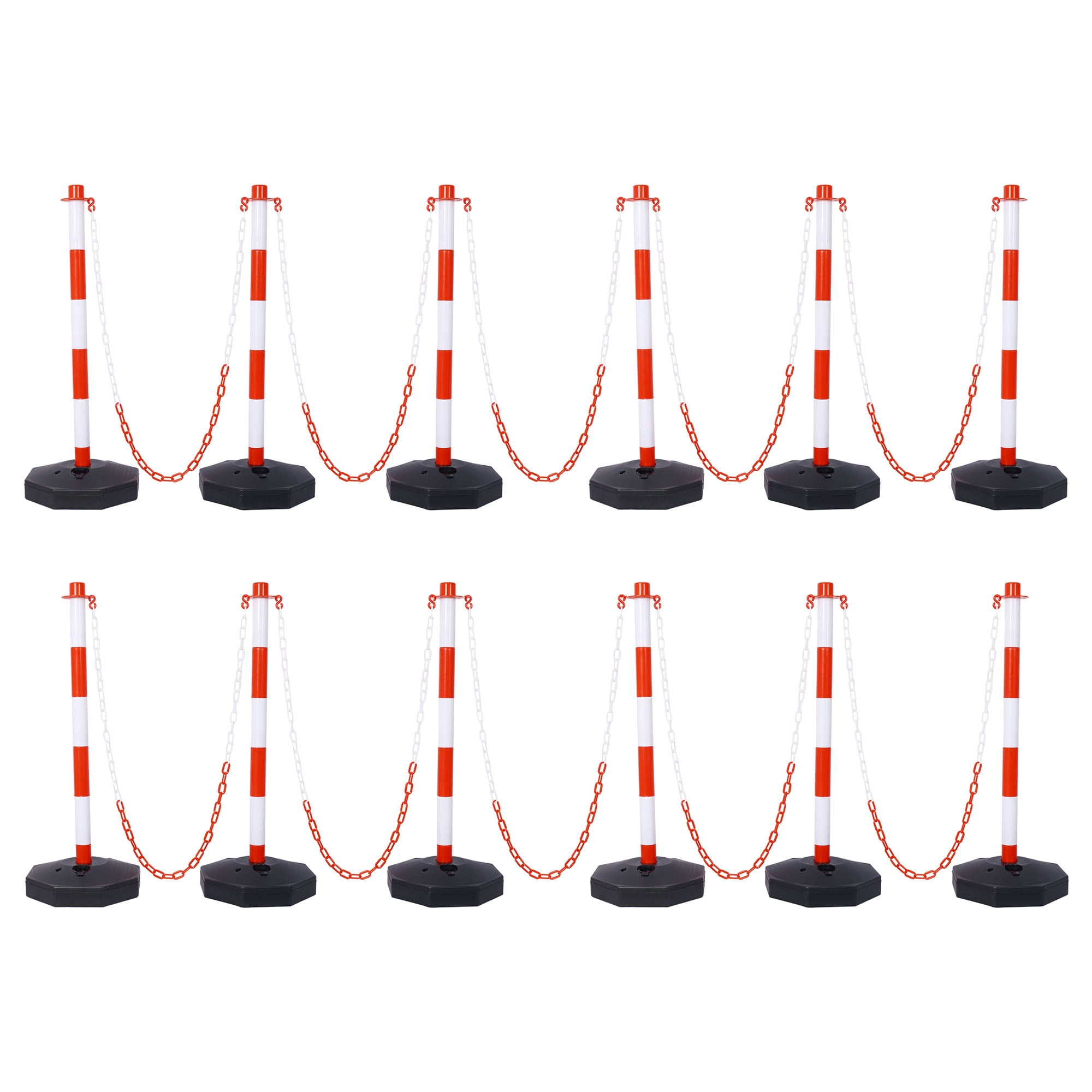 12 Pack Traffic Delineator Post Cones with Fillable Base, Adjustable ...